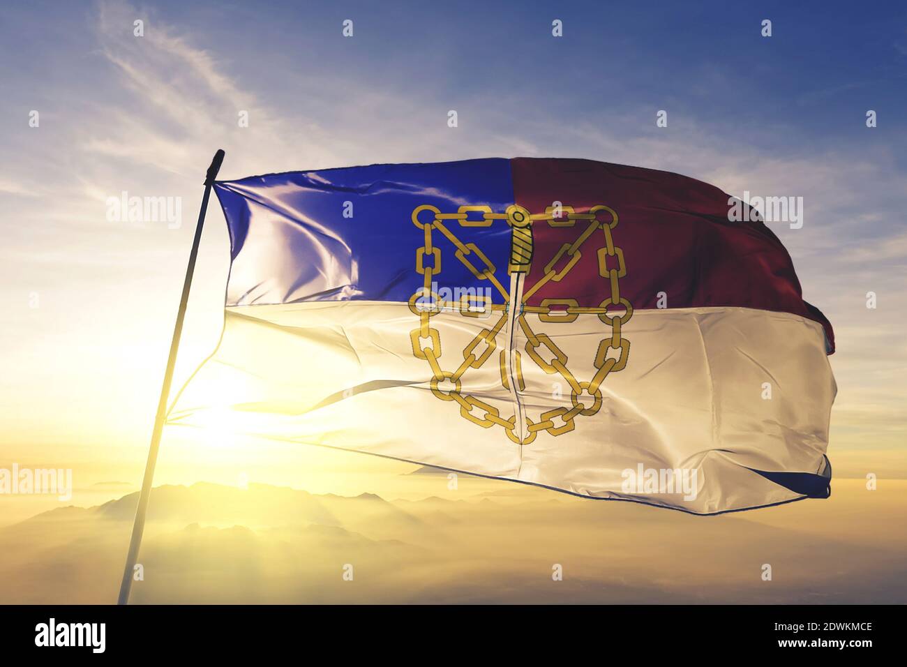 Santiago Rodriguez province of Dominican Republic flag waving sunrise ...