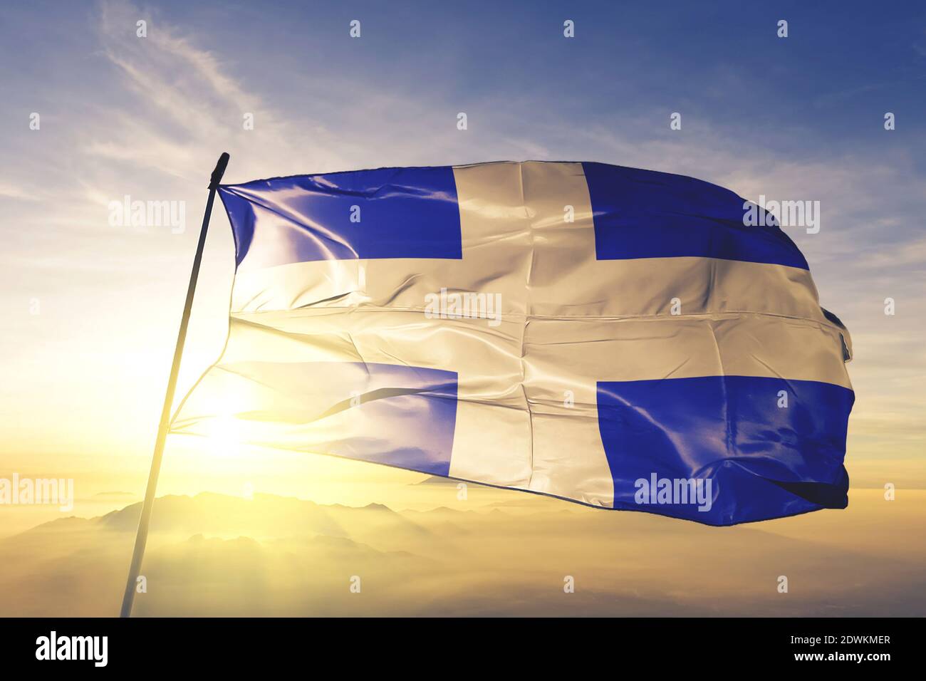 La Libertad department of El Salvador flag waving on the top sunrise ...