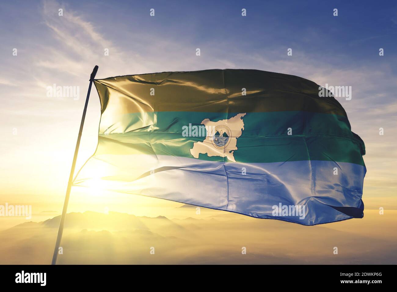 North Caribbean Coast Autonomous department of Nicaragua flag waving ...