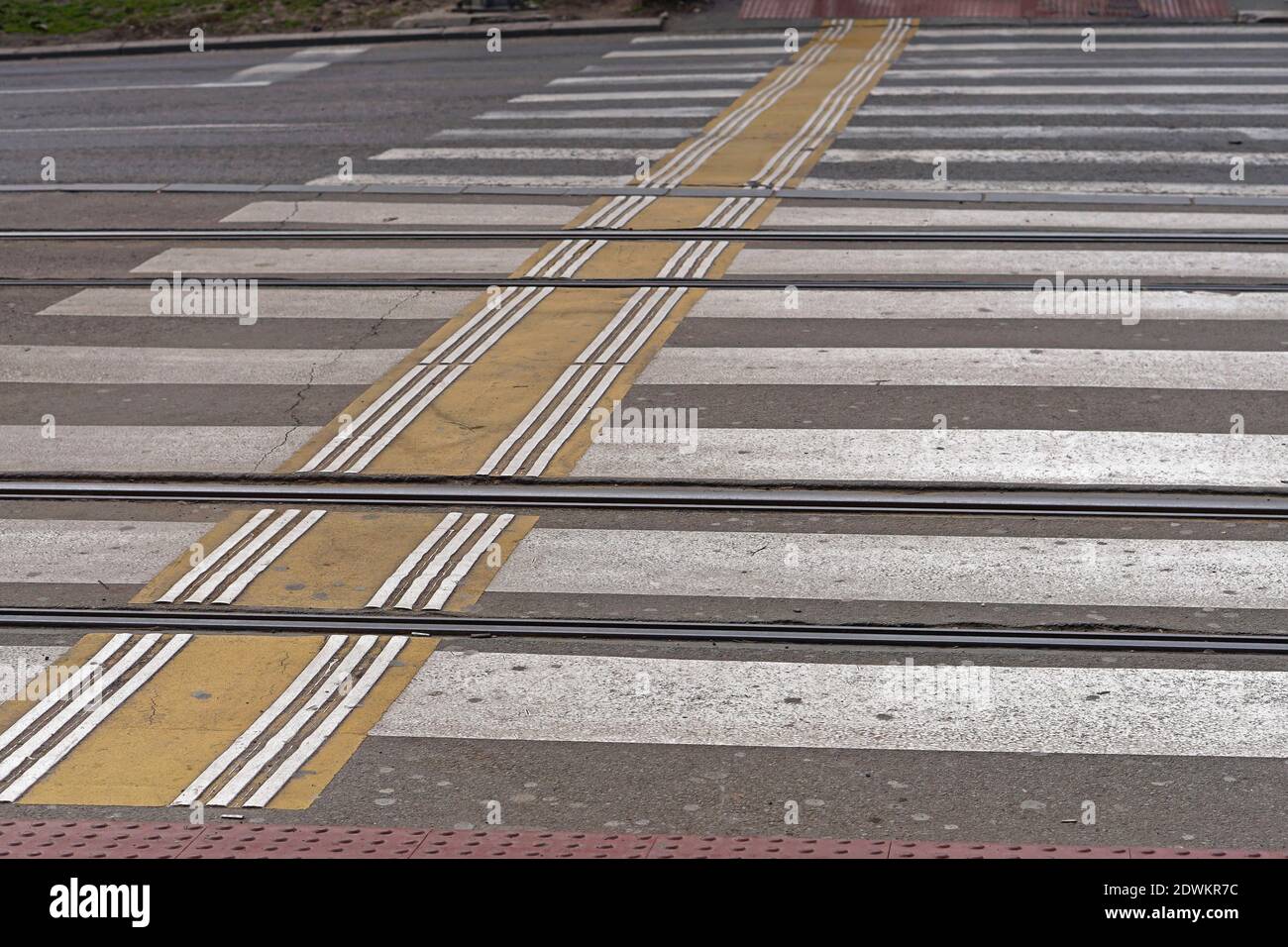 Zebra street crossing guide lines for blinds Stock Photo - Alamy