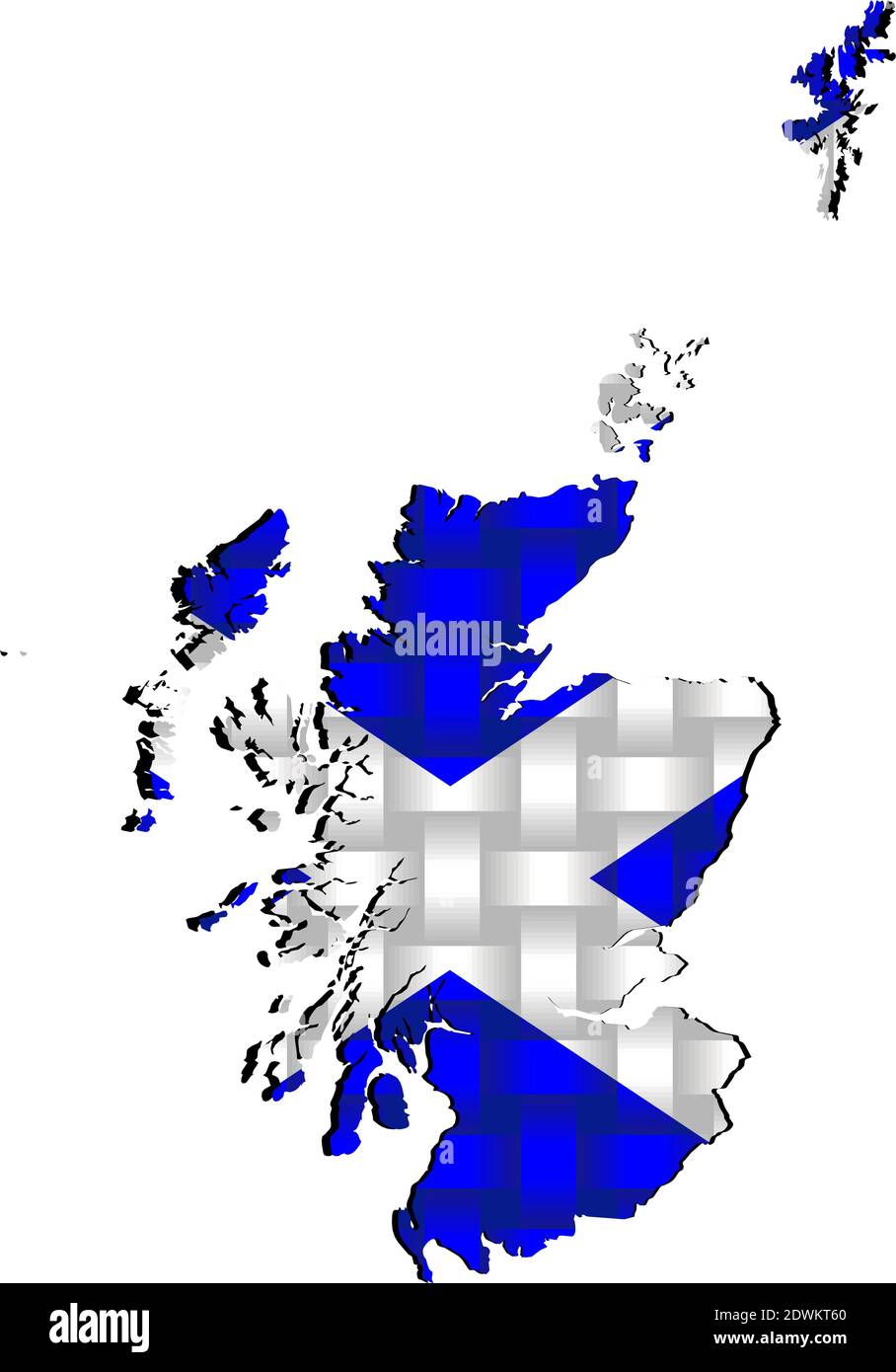 Scotland Map - Illustration, Three dimensional Map of Scotland Stock ...