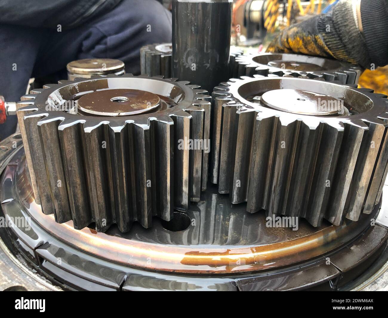 Close-up view of the hoist roller gear Stock Photo - Alamy