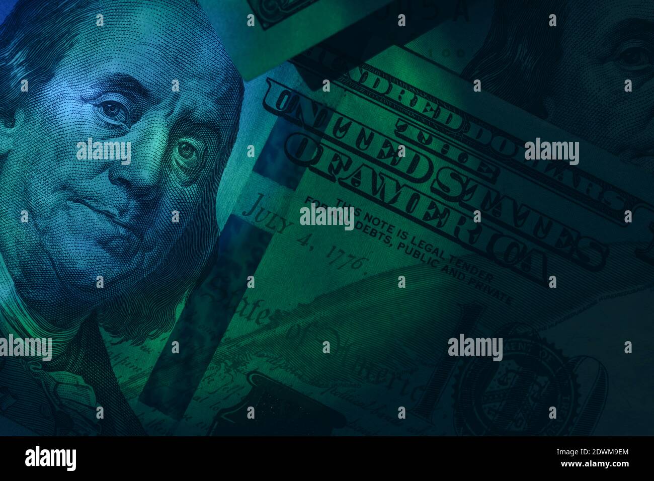 Beautiful Dollars on a table night background. American, US Dollars ...