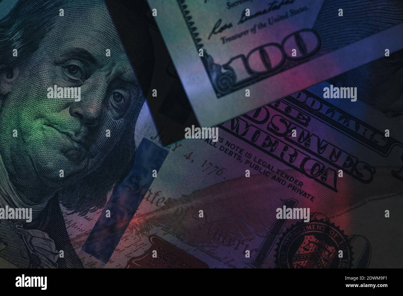Beautiful Dollars on a table night background. American, US Dollars ...