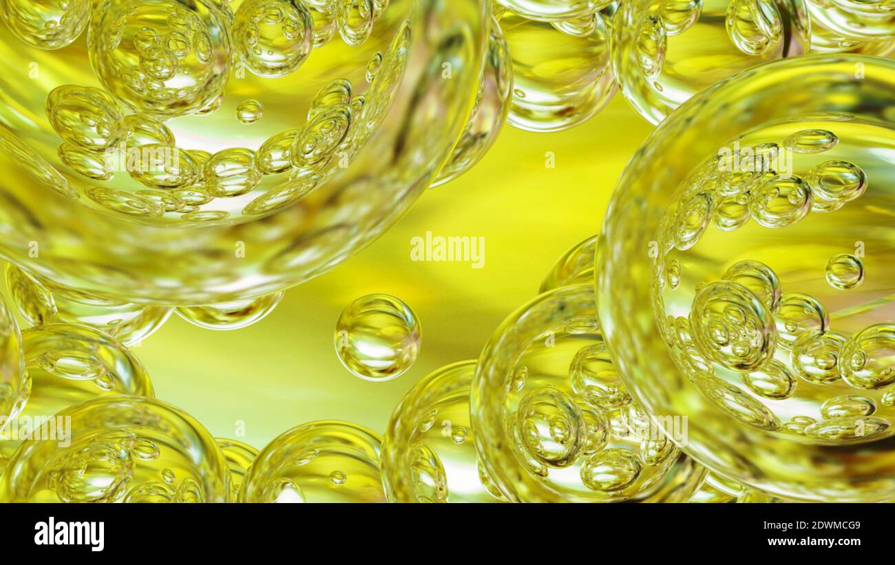 The bubbles oil or serum isolated on white background. 3D rendering ...