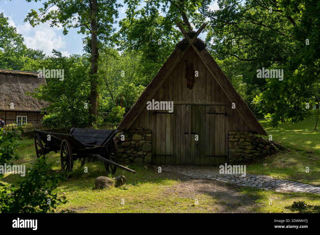 Characteristic stable for German moorland sheep with a straw roof in ...