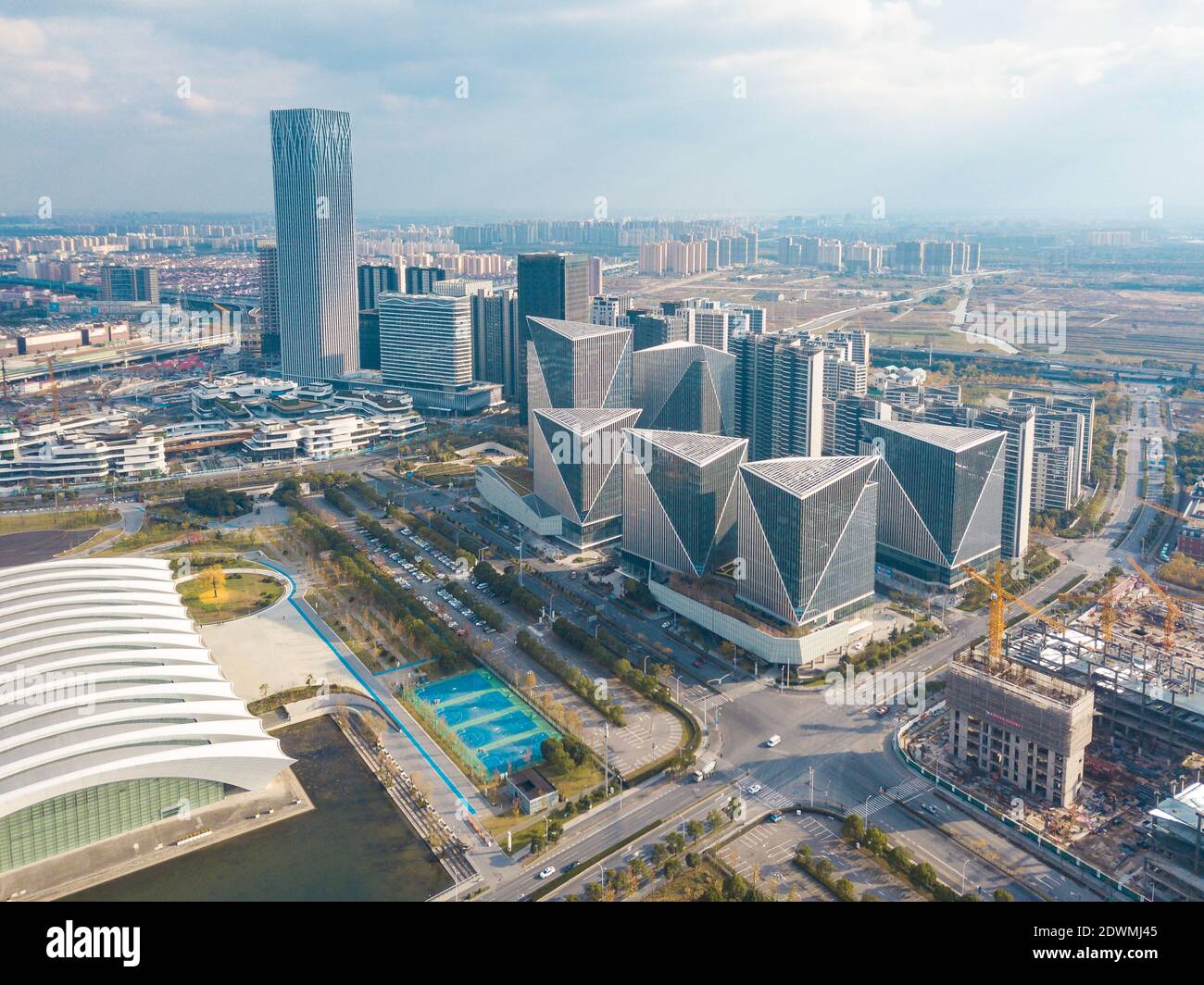 Aerial view of the oriental sports center in Shanghai, China Stock ...