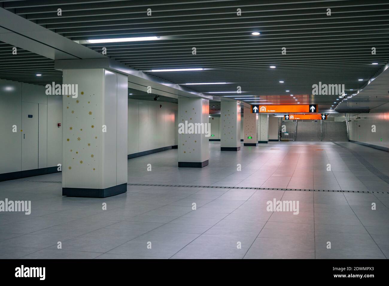 Underground pedestrian pathway to metro station in Shanghai, China ...