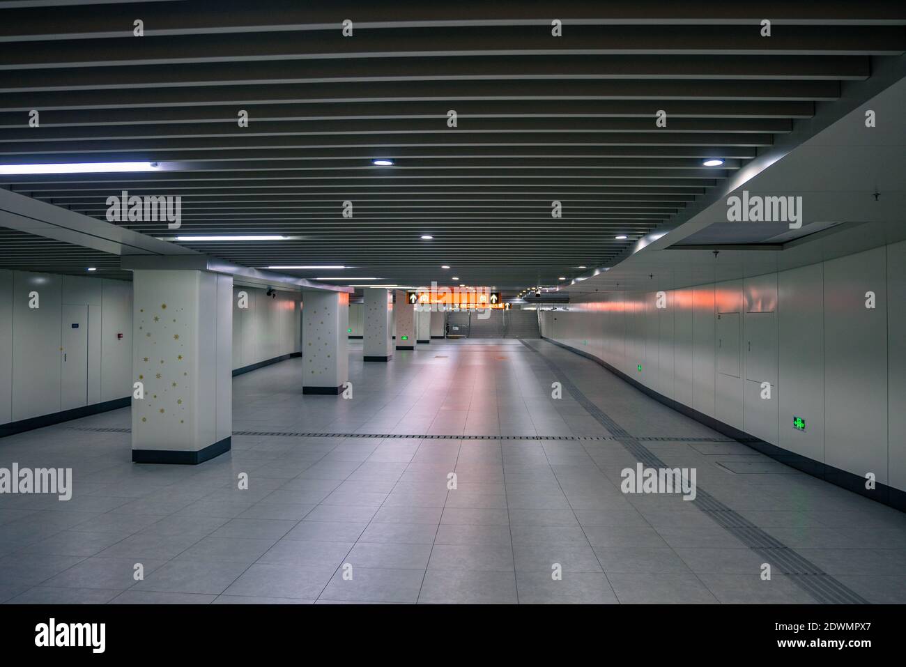 Underground pedestrian pathway to metro station in Shanghai, China ...