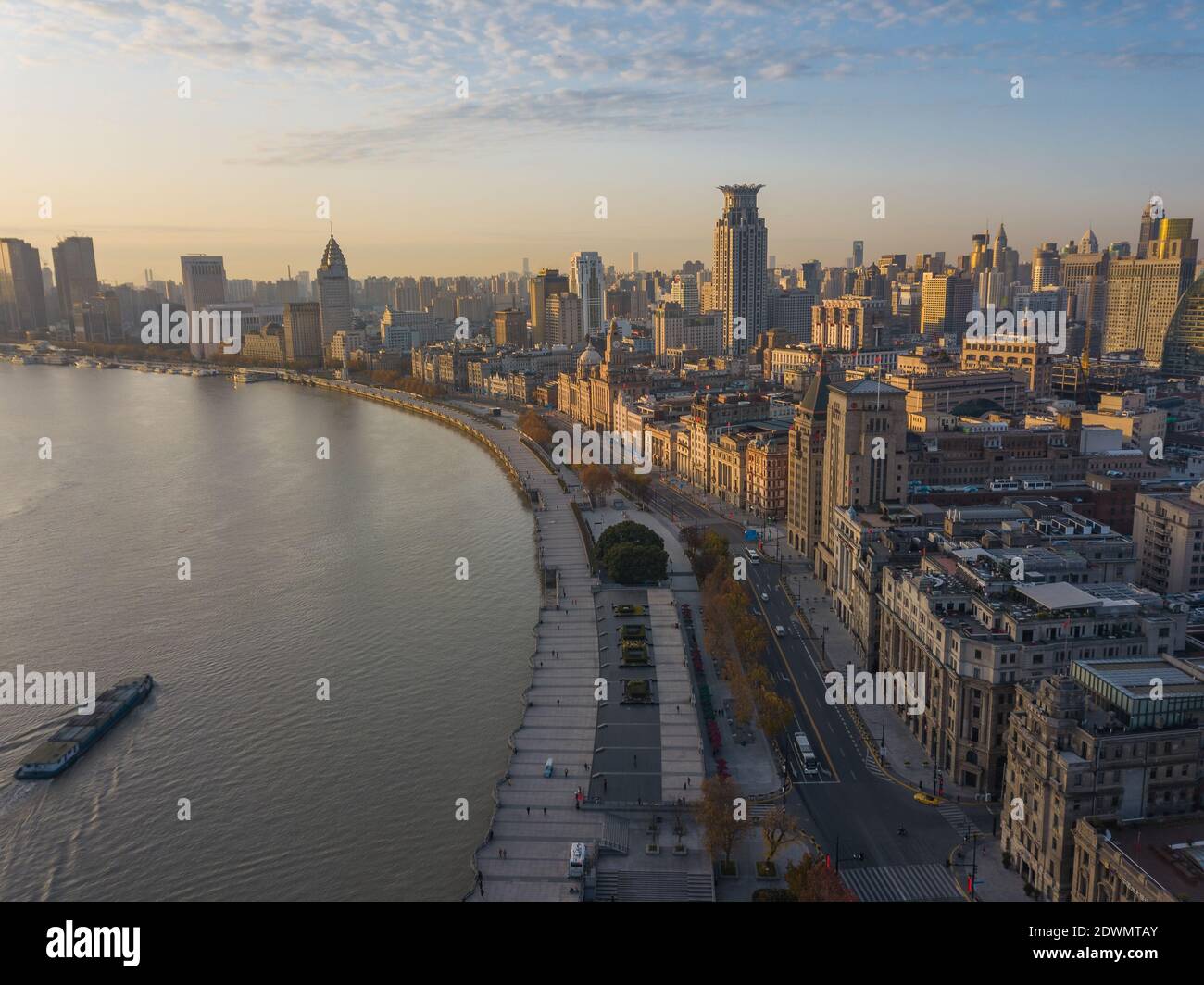 Aerial view of the Shanghai's bund at sunrise Stock Photo - Alamy