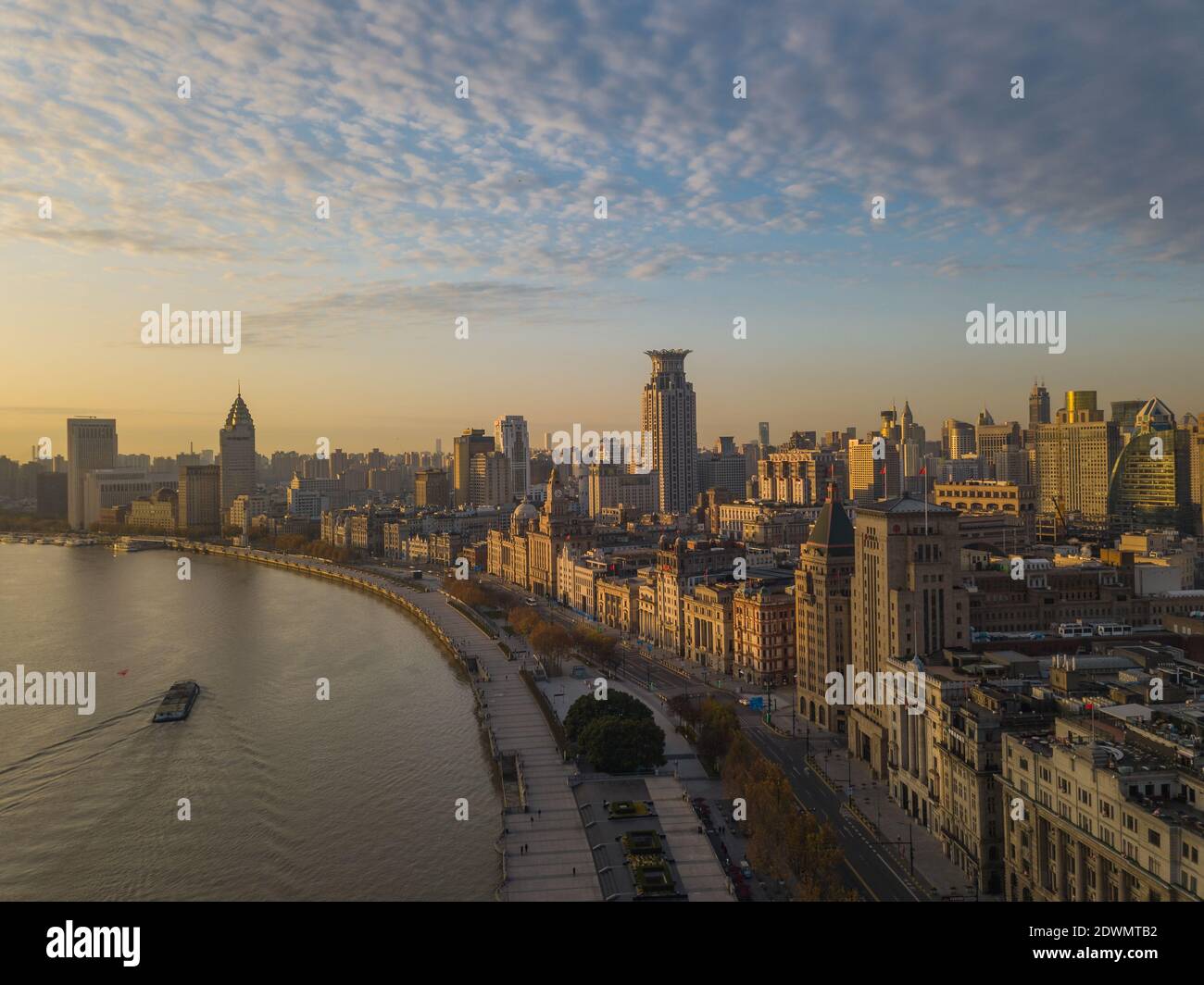 Aerial view of the Shanghai's bund at sunrise Stock Photo - Alamy
