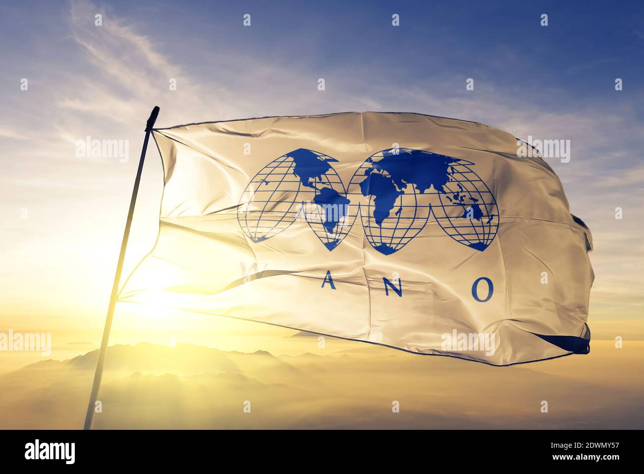 World Association of Nuclear Operators WANO flag waving on the top ...