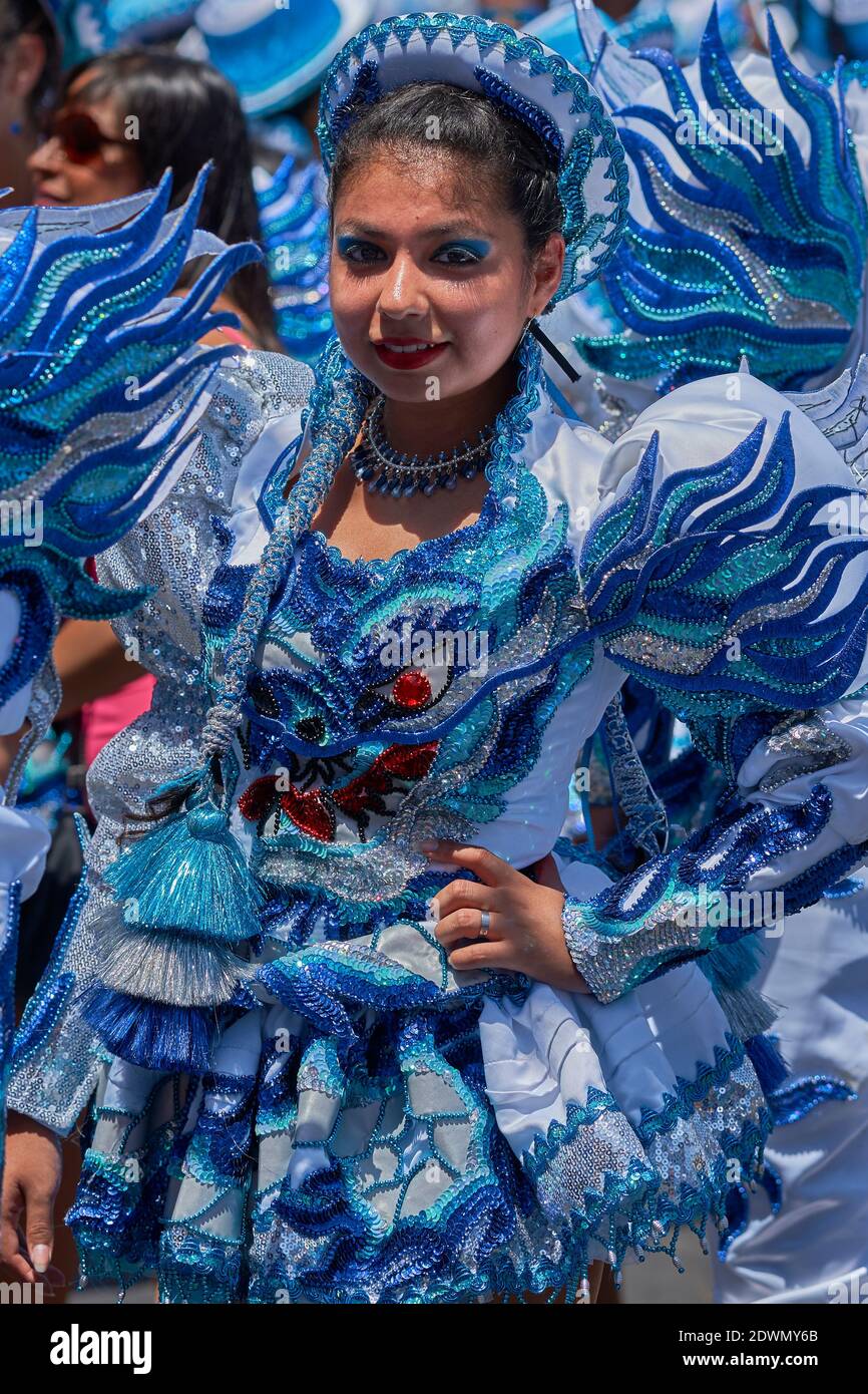 Caporal dance group performing at the annual Carnaval Andino con la ...