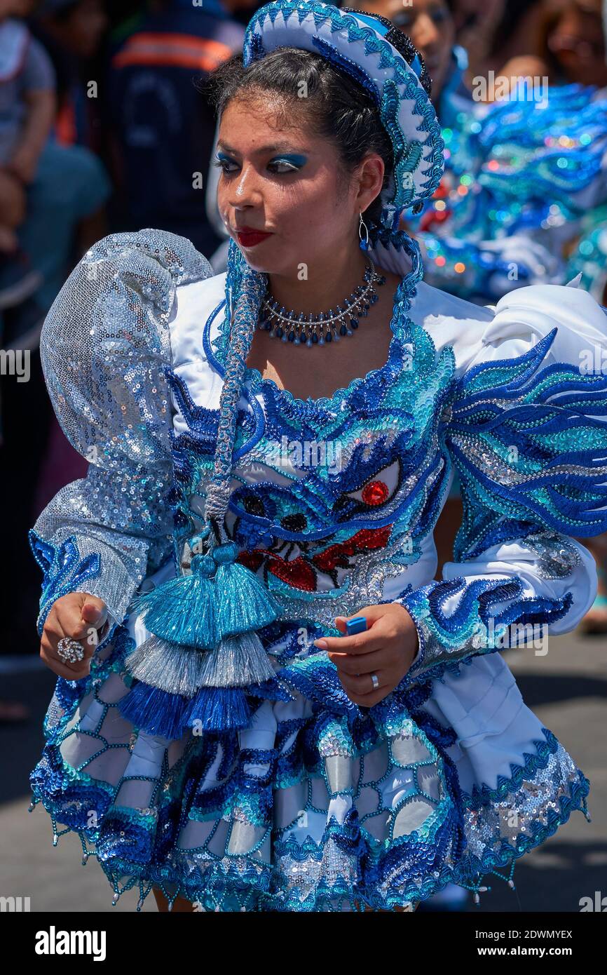 Caporal dance group performing at the annual Carnaval Andino con la ...