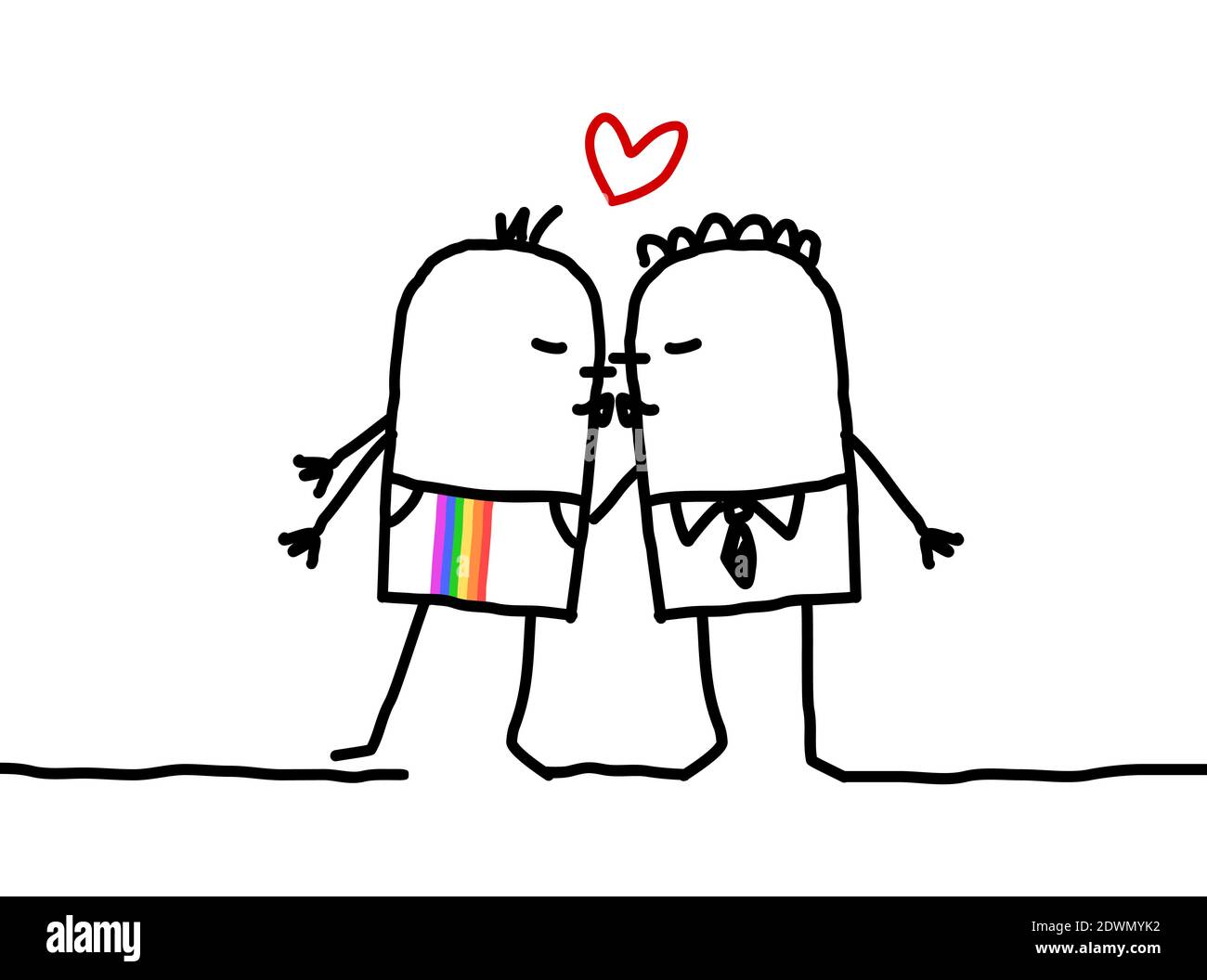 Hand Drawn Cartoon Gay Men Couple Kissing And Loving Stock Vector Image And Art Alamy