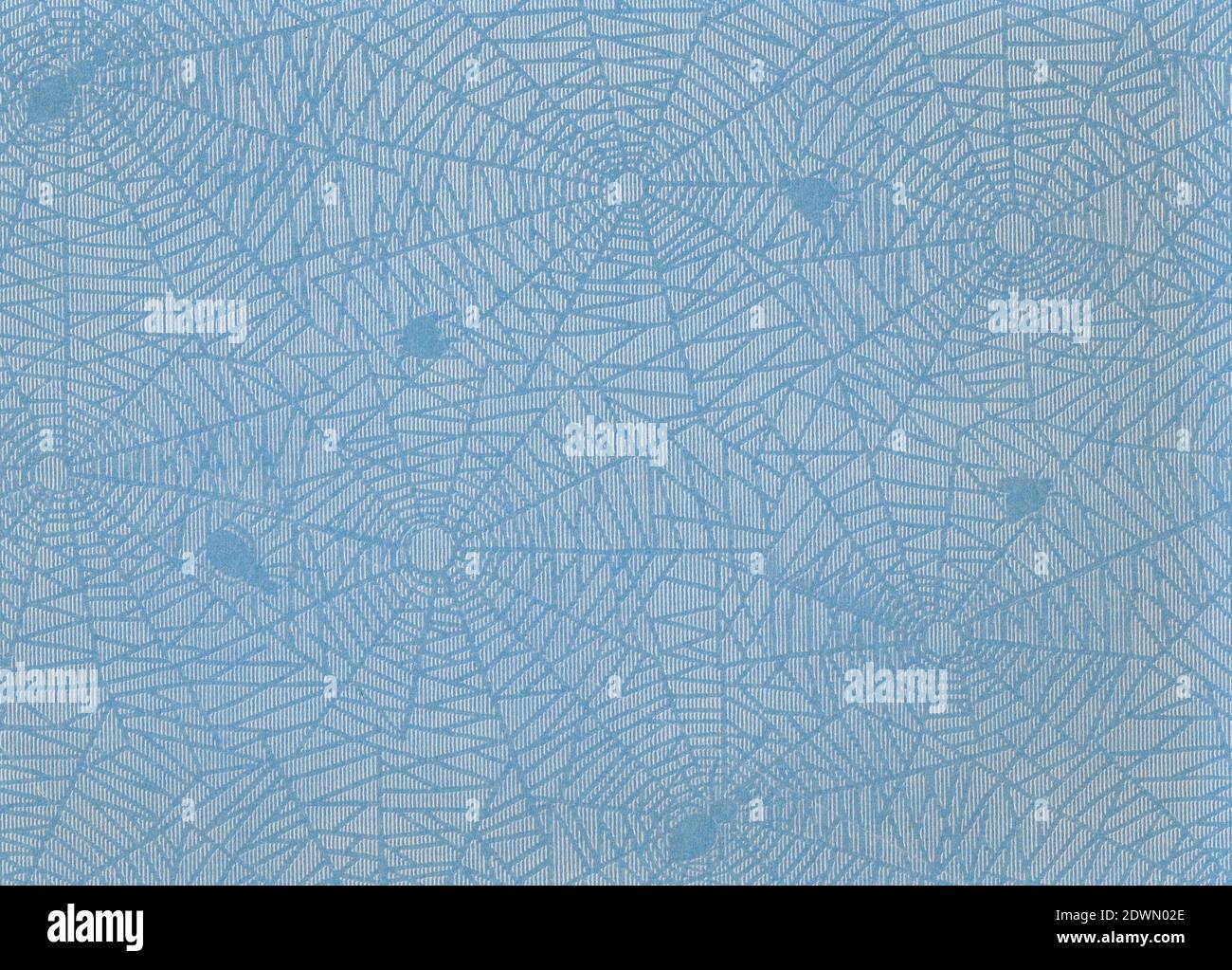 Old transparent spider paper on a blue background. Intermediate paper ...