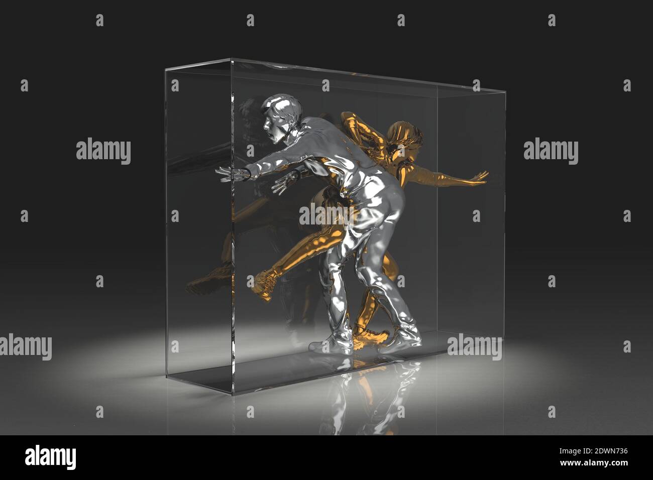 3D illustration concept Isolated people behind the glass Stock Photo ...