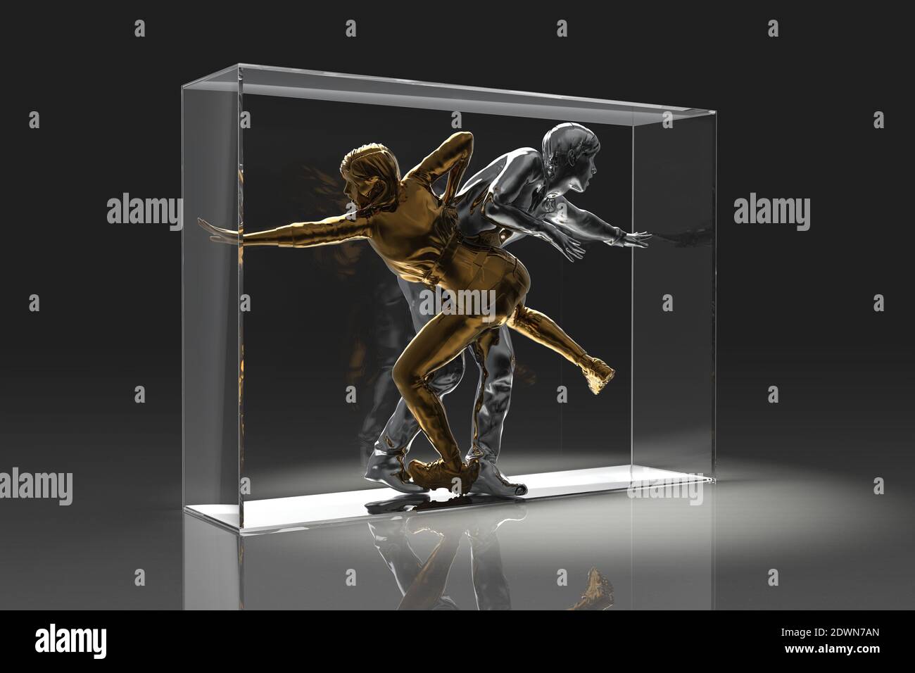 3D illustration concept Isolated people behind the glass Stock Photo ...