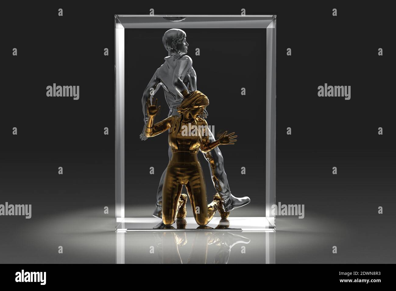 3D illustration concept Isolated people behind the glass Stock Photo ...