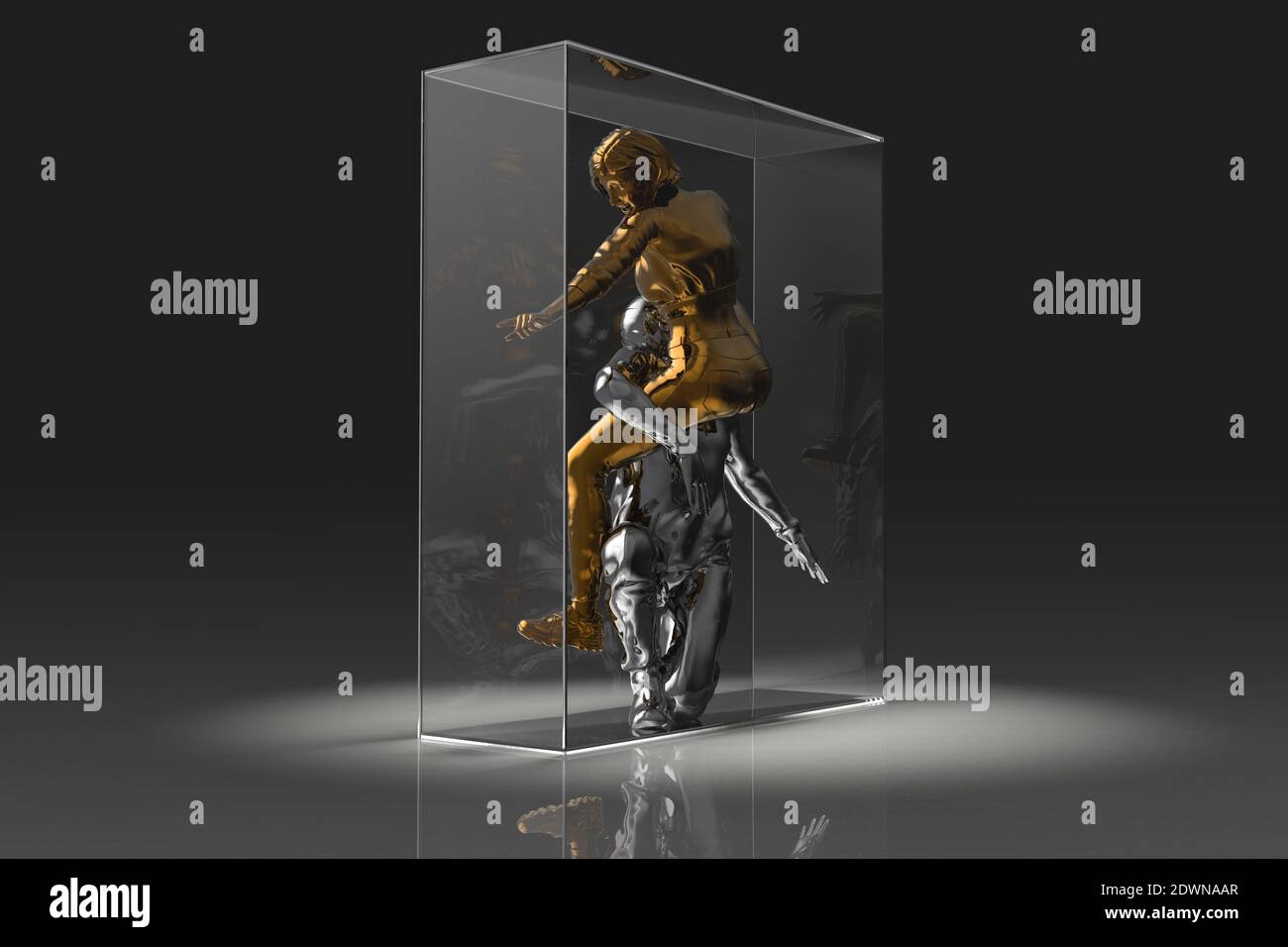 3D illustration concept Isolated people behind the glass Stock Photo ...