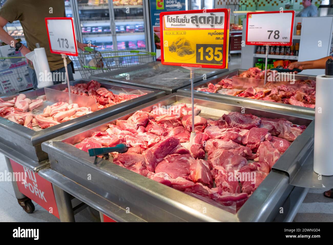 Meat department of a grocery store Stock Photo - Alamy