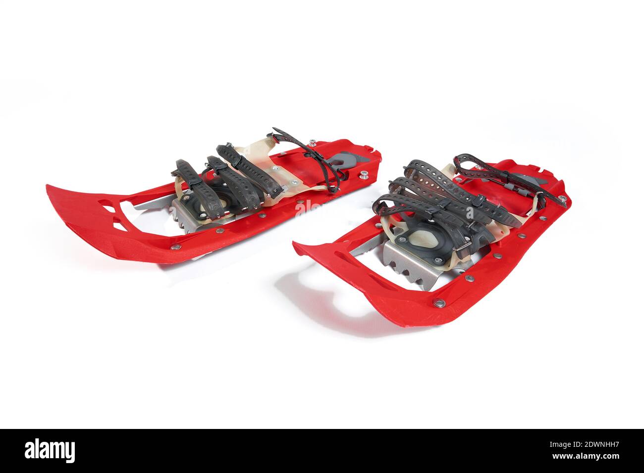 Red snowshoes isolated on white background Stock Photo - Alamy
