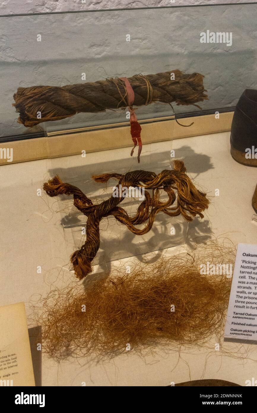 Oakum (heavily tarred naval rope) which prisoners unpicked as hard ...