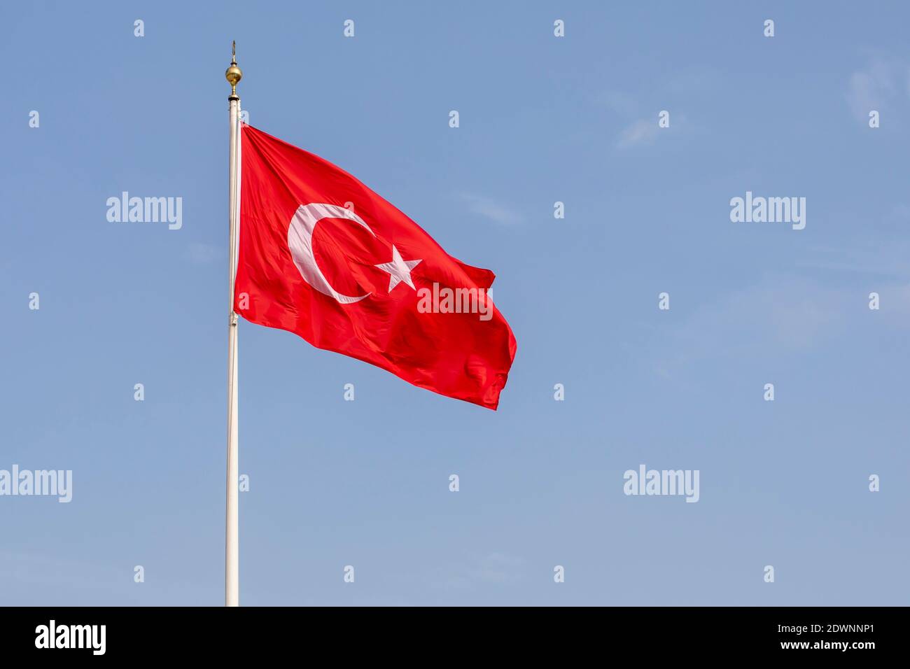 Turkey flag waving in wind Turkish background Stock Photo - Alamy
