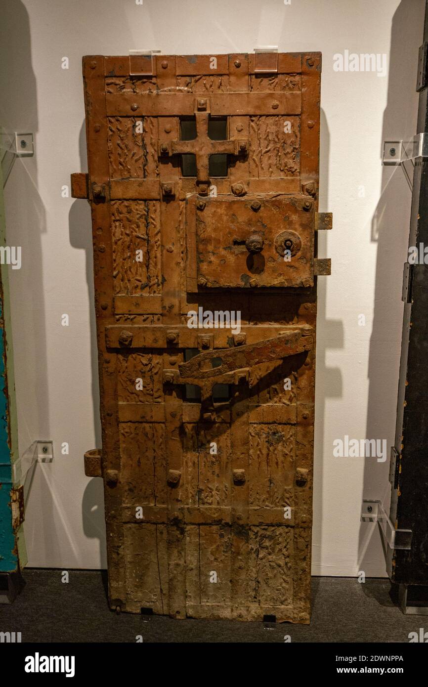 Prison cell door on display in the National Justice Museum, Nottingham ...