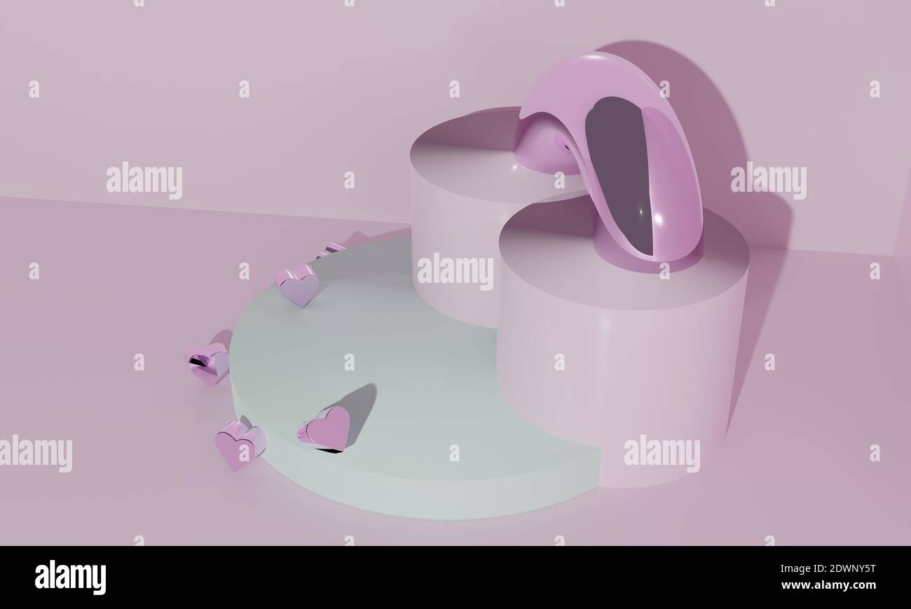 3d abstract podium as valentine love concept to put gifts and objects ...