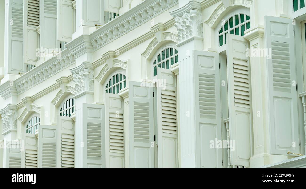 Windows of eclectic style from the end of the 19th century. Vintage ...