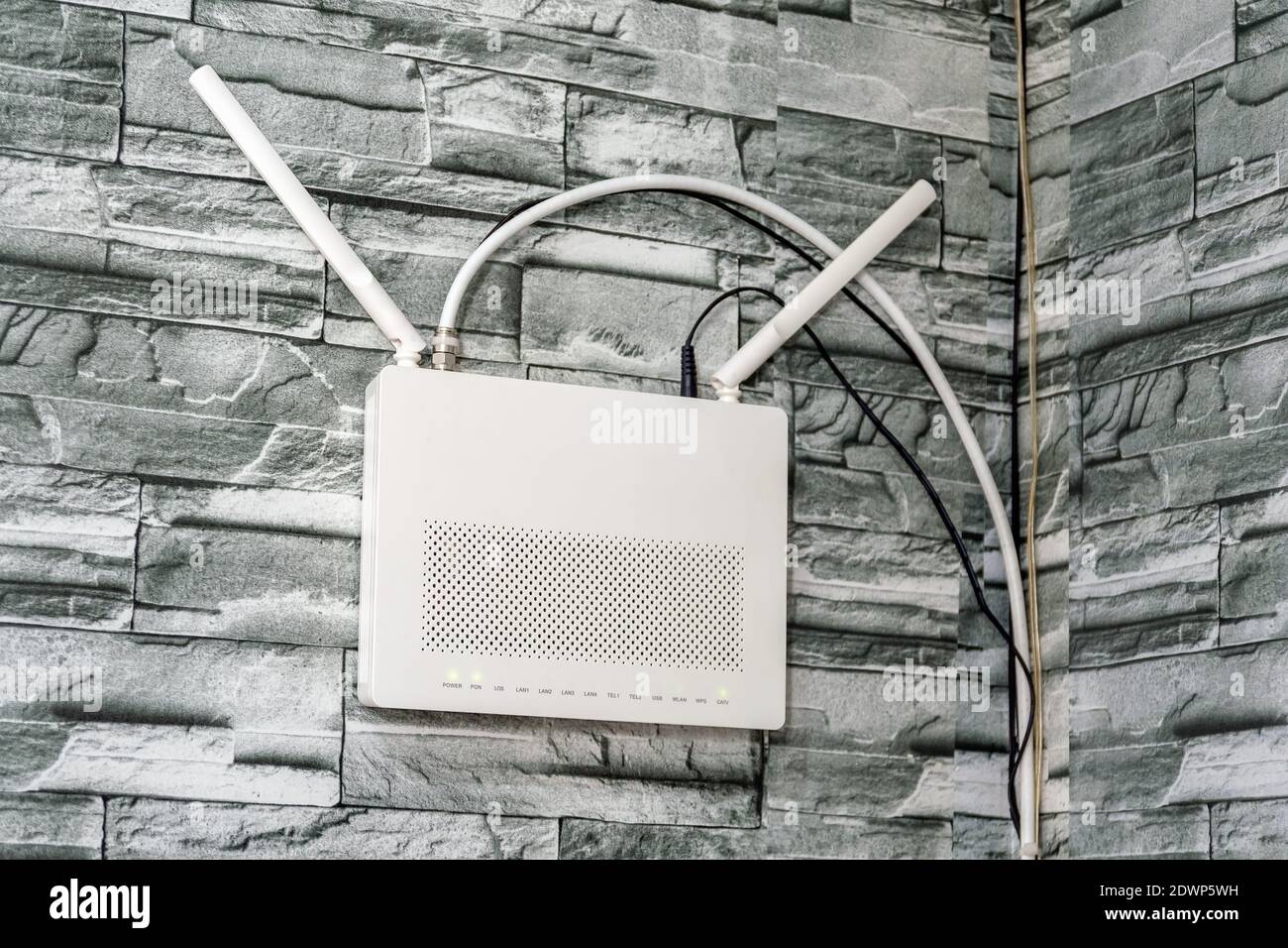Closeup internet wireless access point box on the wall Stock Photo - Alamy