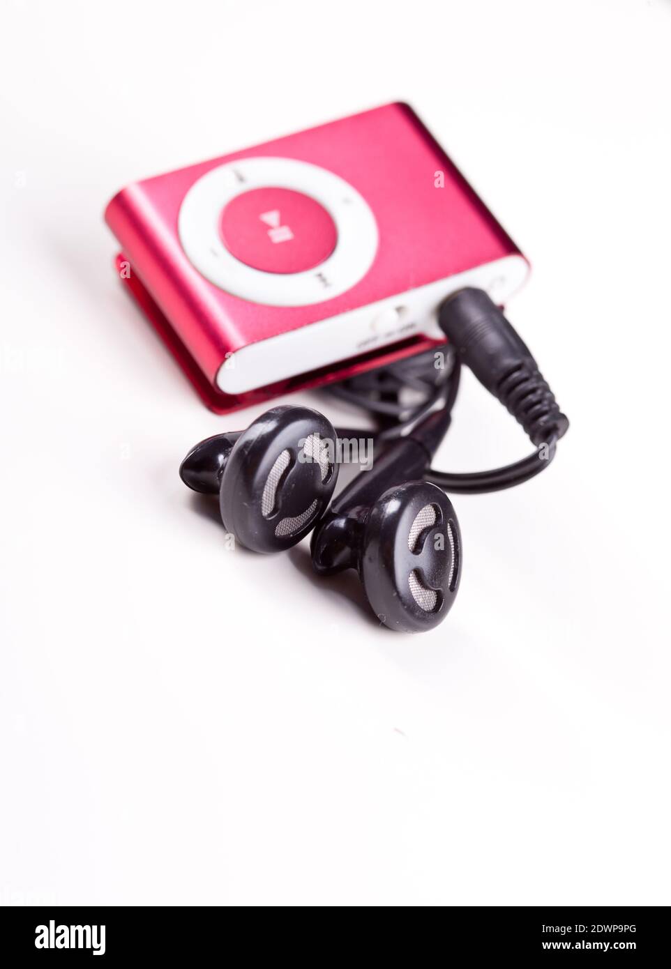 red mp3 player over white backround Stock Photo - Alamy
