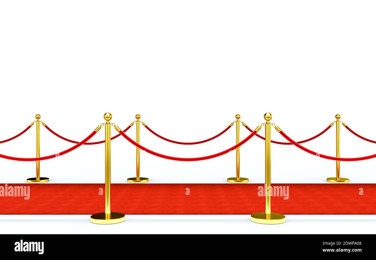 Red Carpet Amidst Railing Against White Background Stock Photo - Alamy