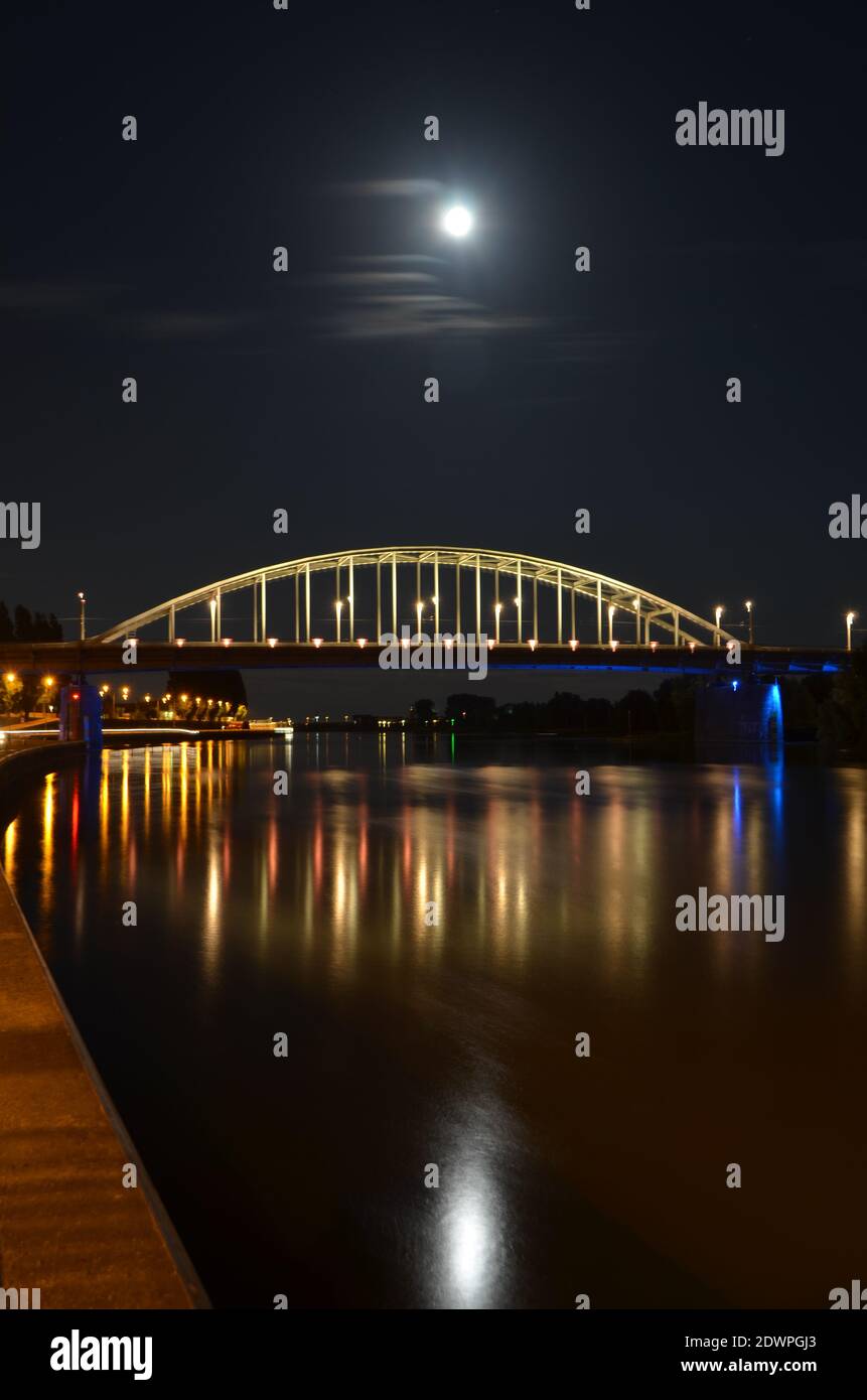 Bridge In Moonlight Moon Over Bridge High Resolution Stock Photography ...