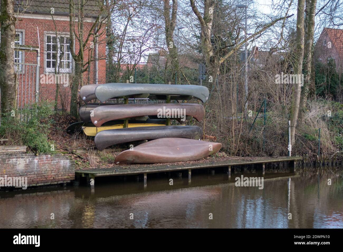 A house by the river in Emden, Germ Stock Photo - Alamy