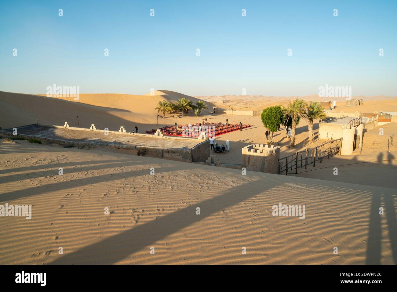 An empty entertainment place in the Arabian desert awaits the arrival ...