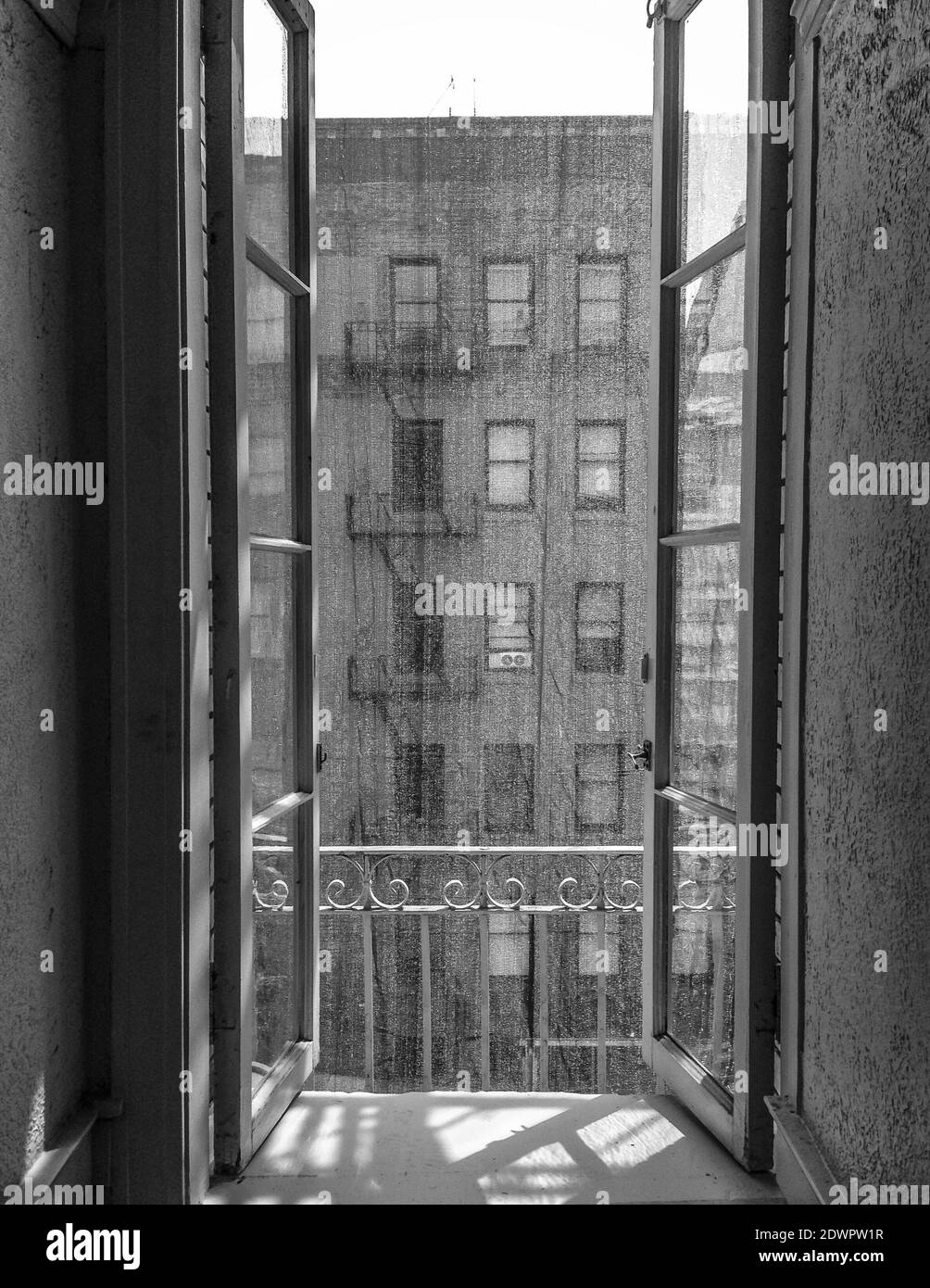 Open window exterior house Black and White Stock Photos & Images - Alamy