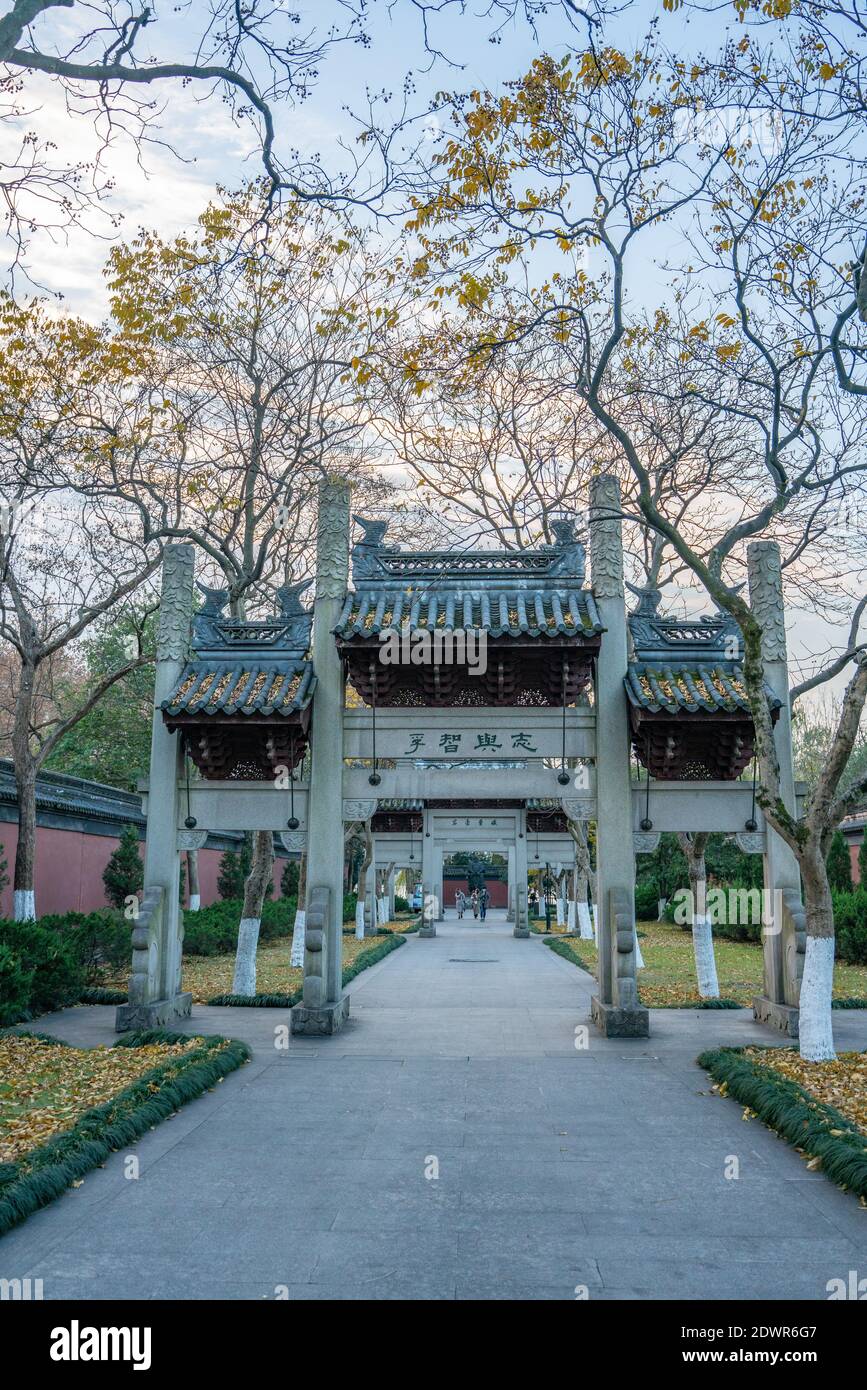 The ancient Chinese architecture at West lake, in Hangzhou, China Stock ...