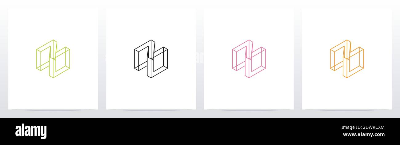 Cubic Wireframe Letter Logo Design N Stock Vector Image & Art - Alamy