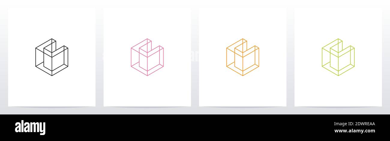 Cubic Wireframe Letter Logo Design U Stock Vector Image & Art - Alamy