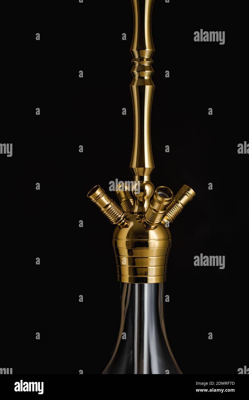 closeup details of modern minimalist hookah. Sheesha or waterpipe parts ...