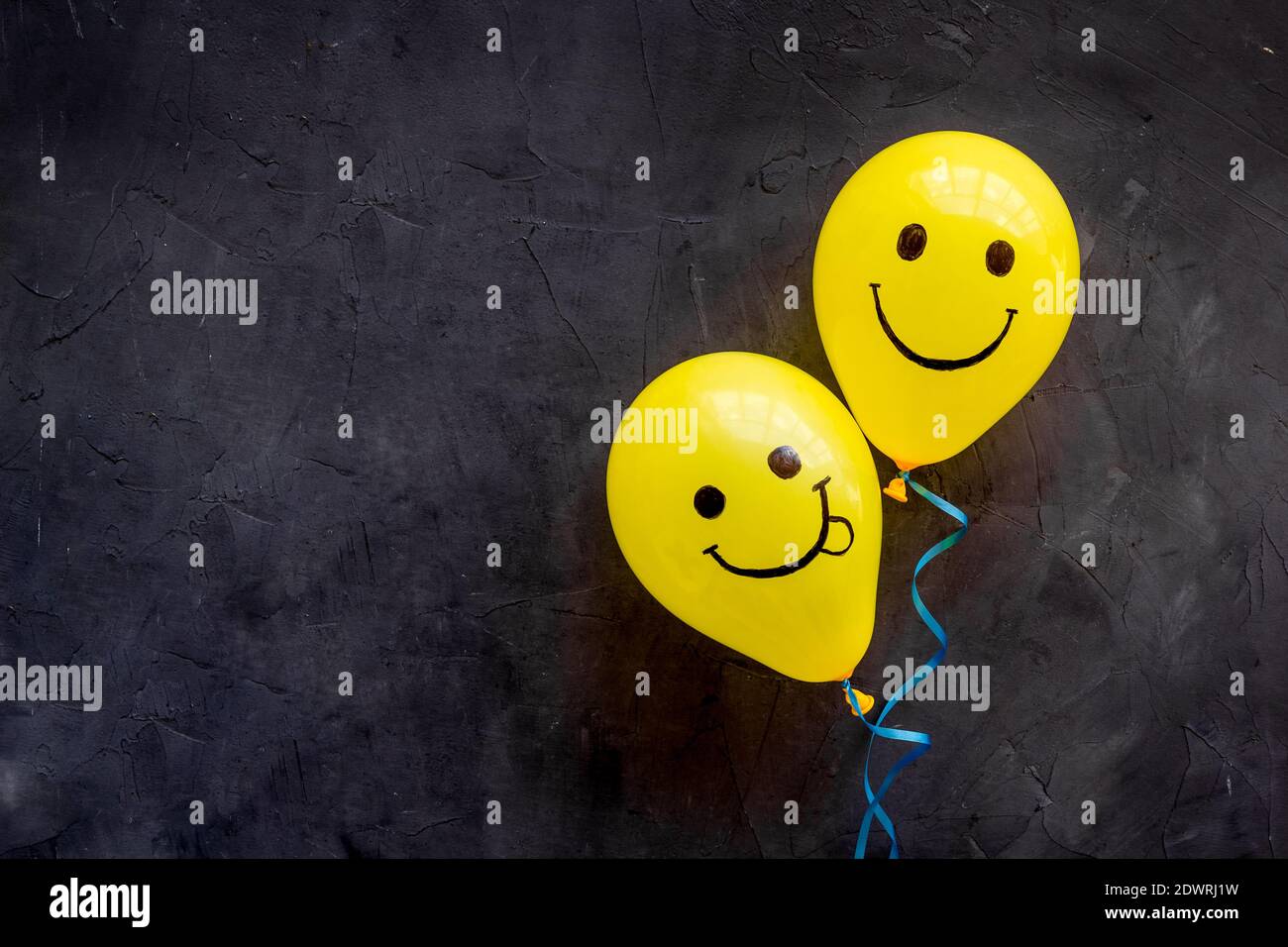 Happiness emotions painted on ballon. Positive mood background. Top ...