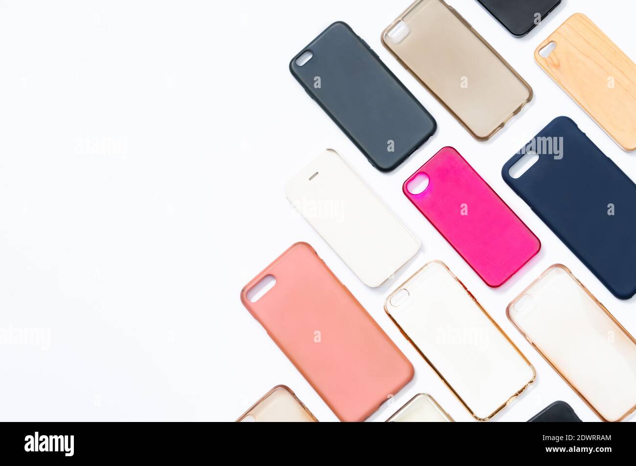 Pile of multicolored plastic back covers for mobile phone. Choice of ...