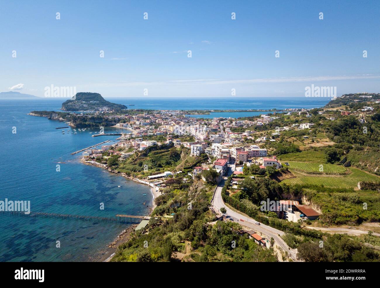 Aerial view Bacoli, an ancient Roman town situated north of Naples in ...