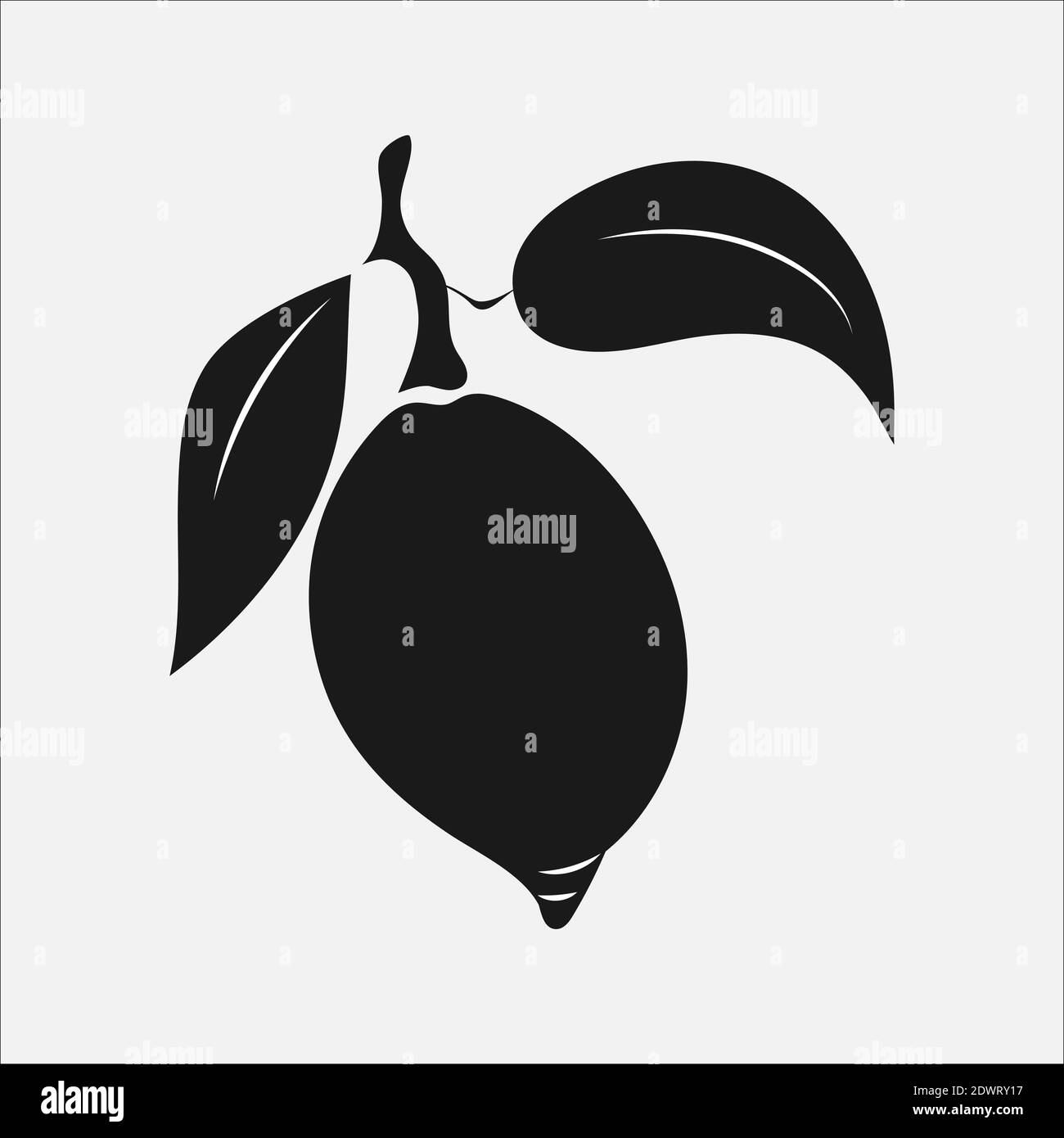 Lemon fruit black icon, hand drawn illustration Stock Vector Image ...