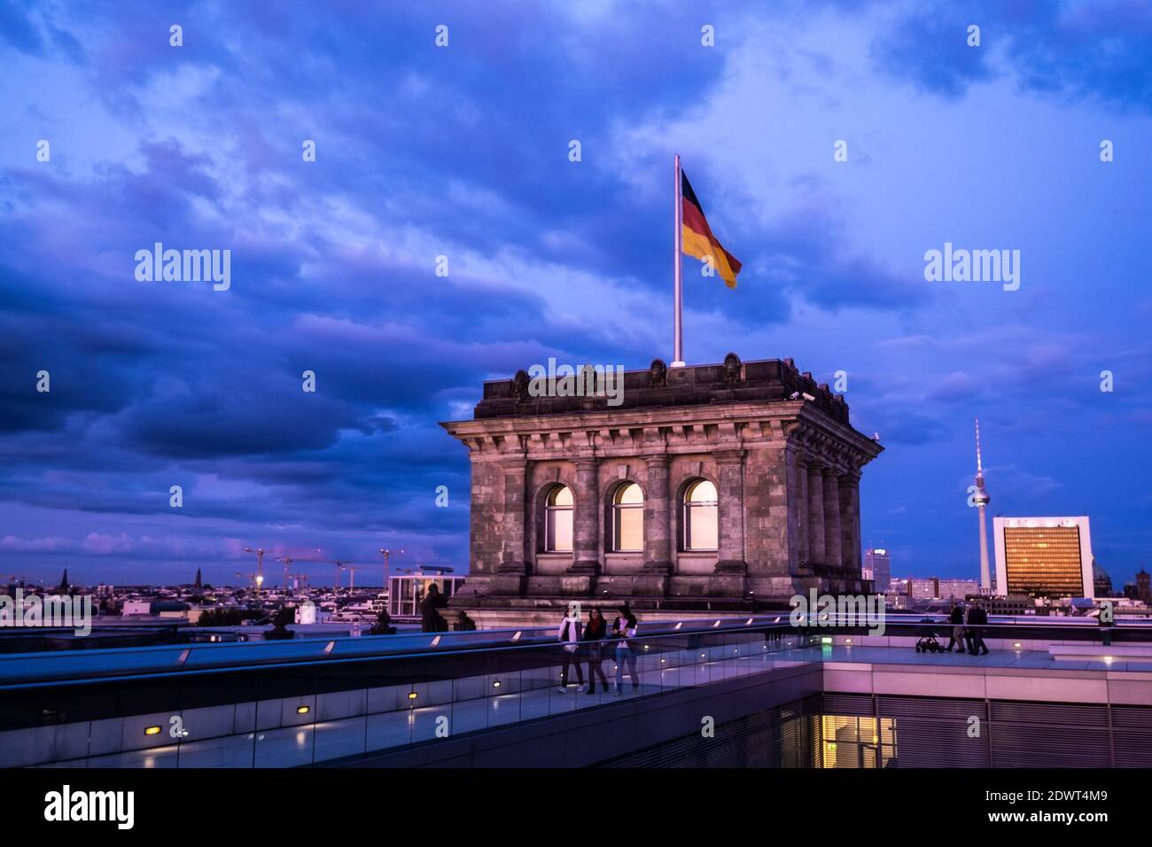 Berlin, Germany - 19 September 2020: German flag on top of Reichstag ...