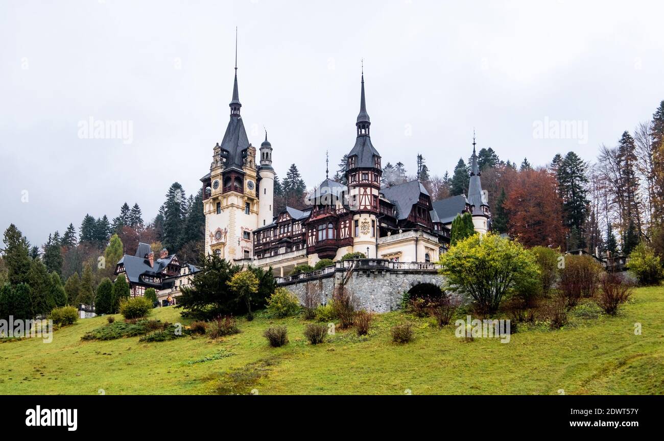 Famous Peles Castle in Romania Stock Photo - Alamy