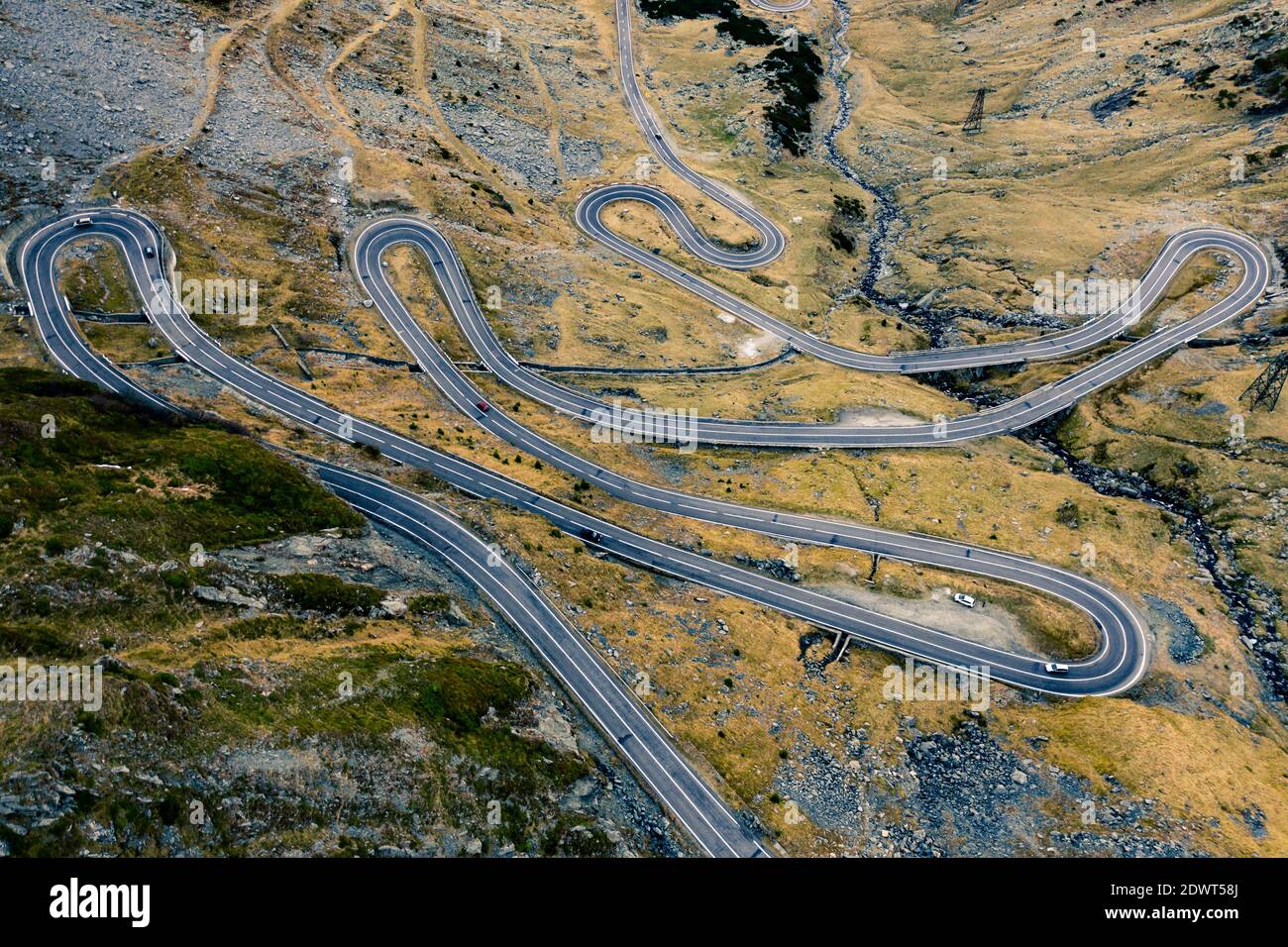 Aerial view of Transfagarasan road in romanian mountains Stock Photo ...