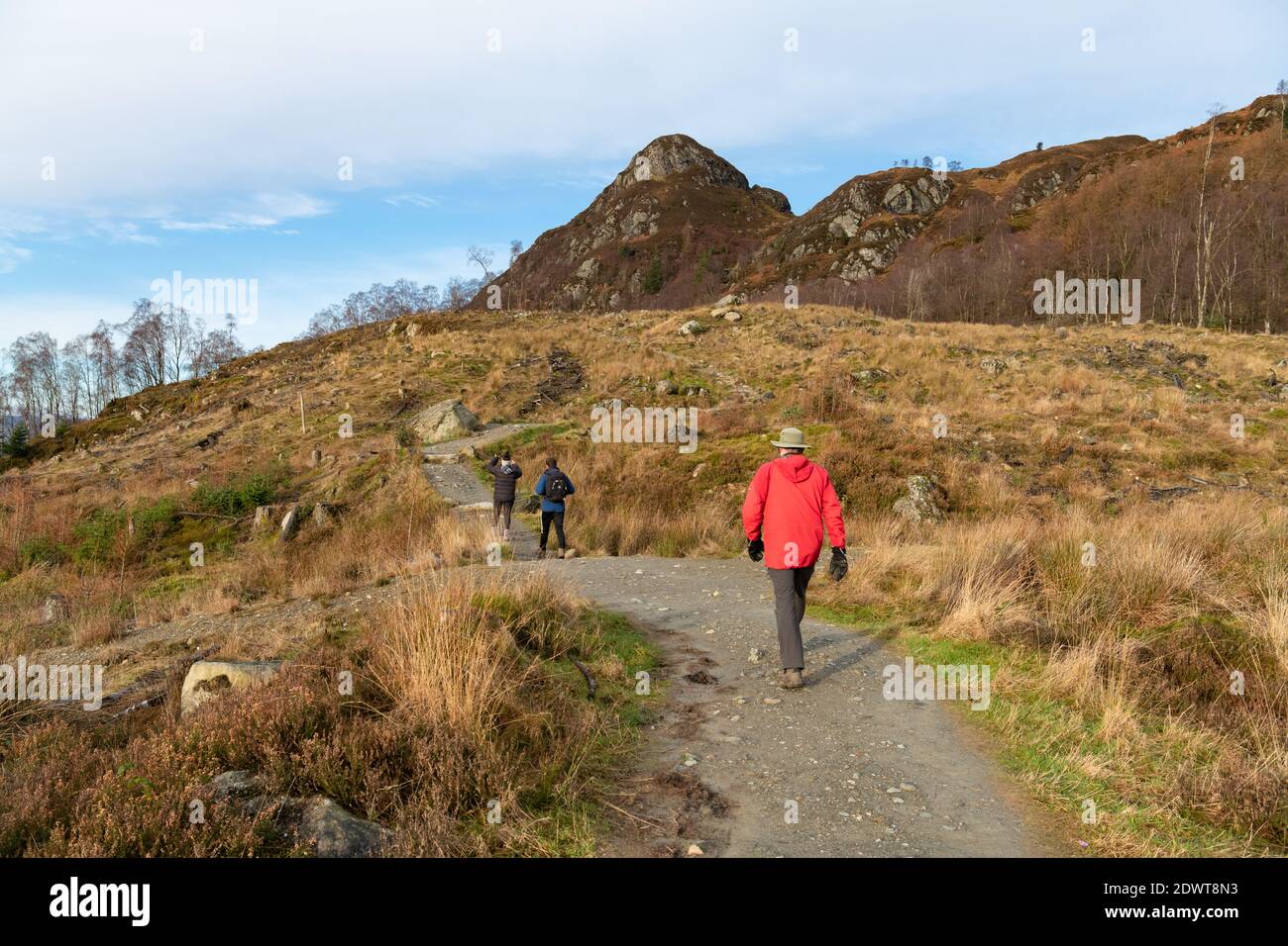 Ben A'an, Trossachs, Scotland, UK - family walking on footpath heading ...